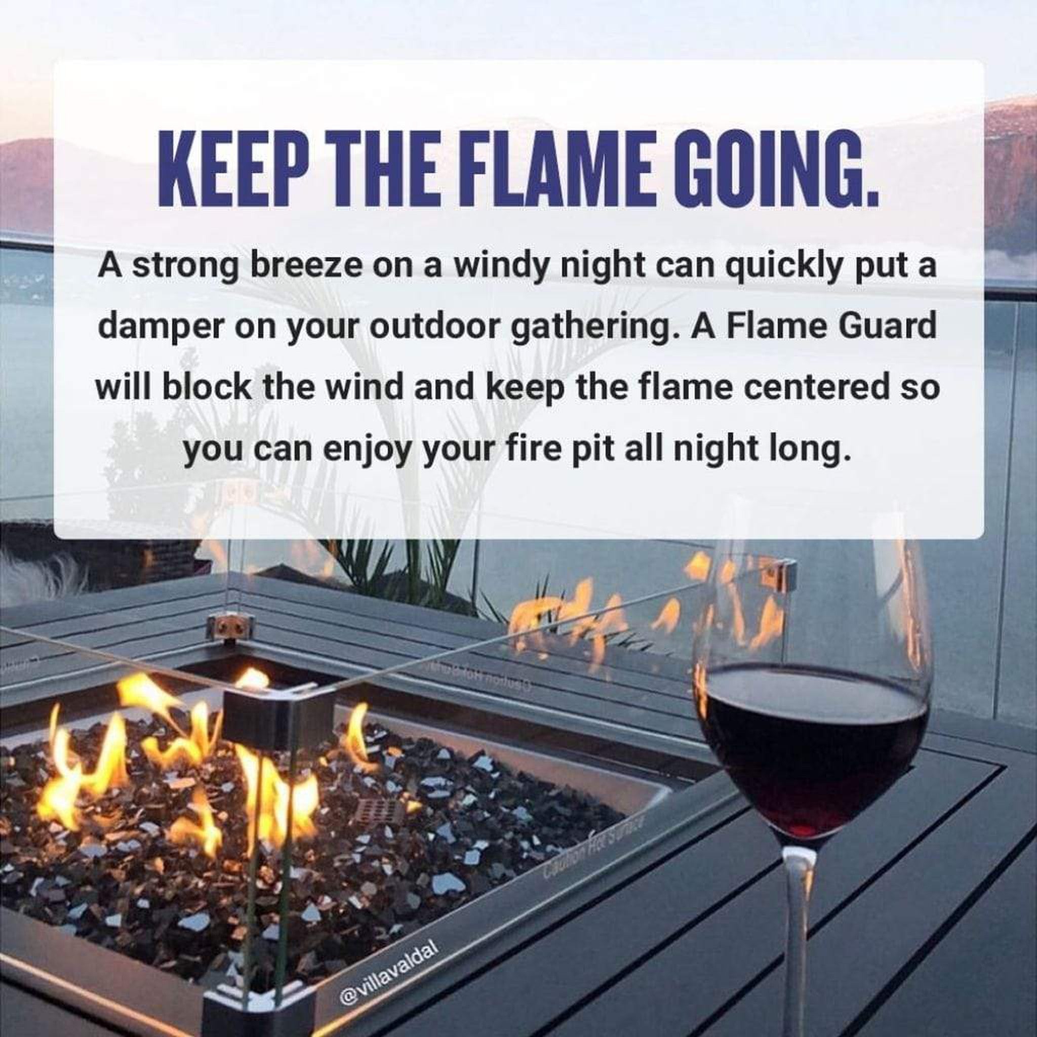 American Fireglass Square Glass Flame Guard for 24" Square Drop-In Fir ...