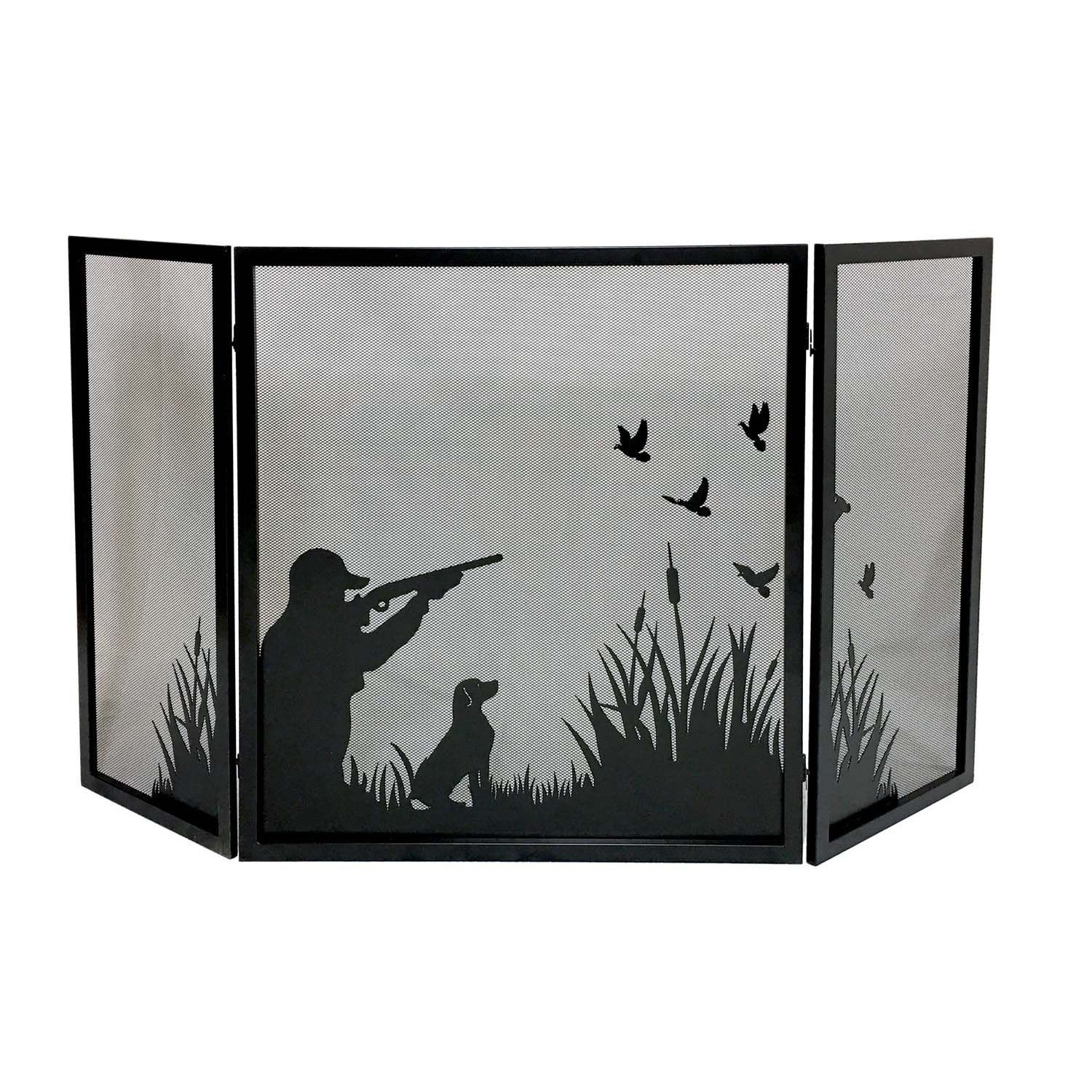 Dagan Industries 58" x 32" Black Three Fold Duck Hunting Design Firepl ...