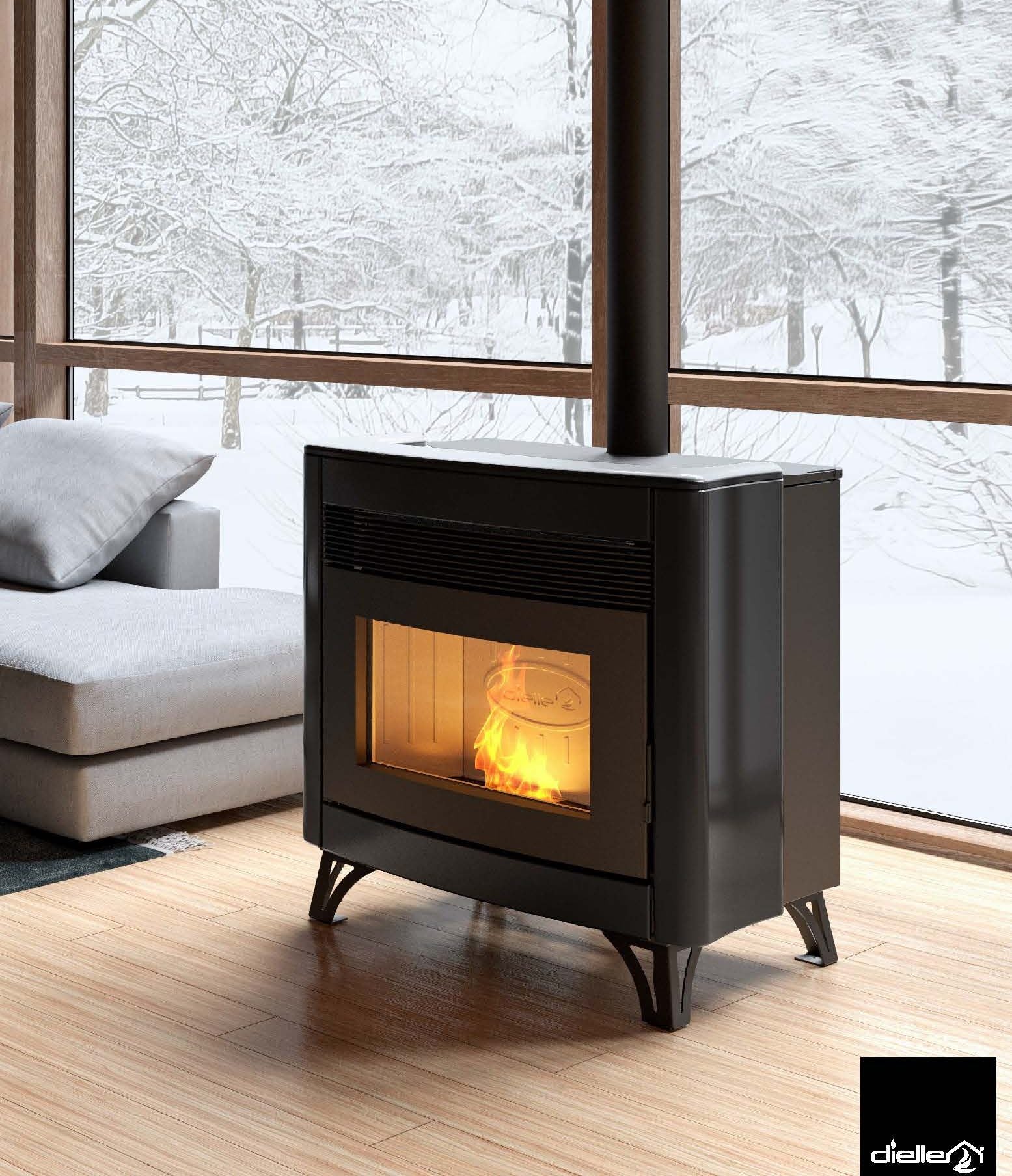 Dielle Zefiro Pellet Stove - Black Ceramic – US Fireplace Store