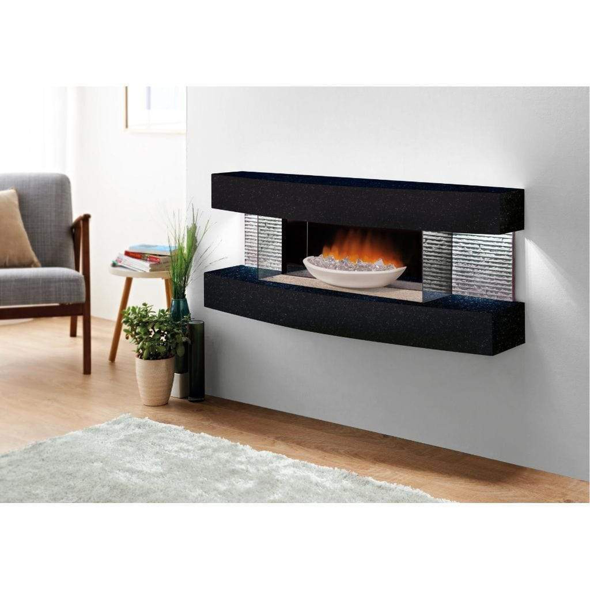 Evolution Fires 48" Miami Curve Graphite Fire Pit Electric Fireplace ...
