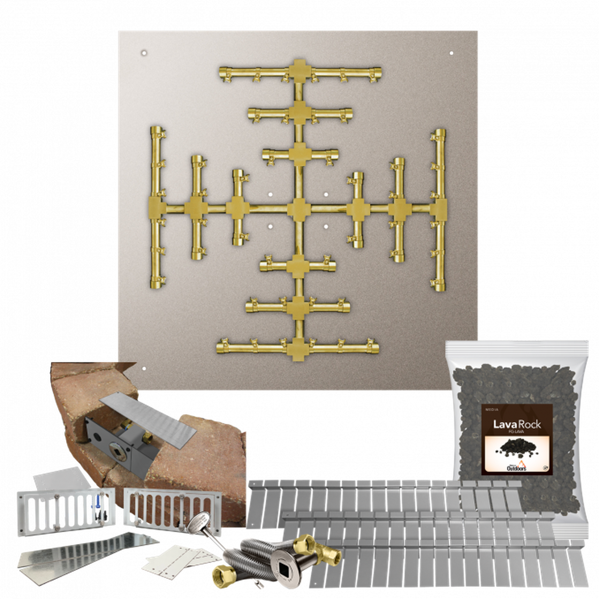 FIREGEAR 30" Pro Series Snowflake Square Flat Pan Gas Fire Pit Package ...
