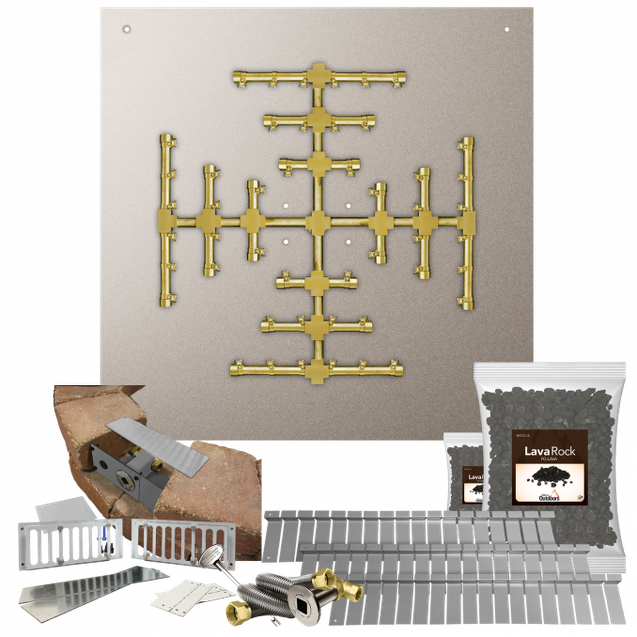 FIREGEAR 34" Pro Series Snowflake Square Flat Pan Gas Fire Pit Package ...