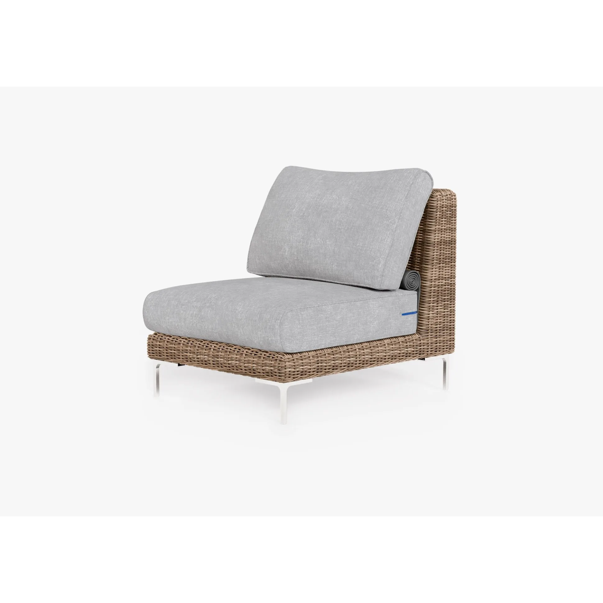 Live Outer 29" Brown Wicker Outdoor Armless Chair With Pacific Fog Gra ...