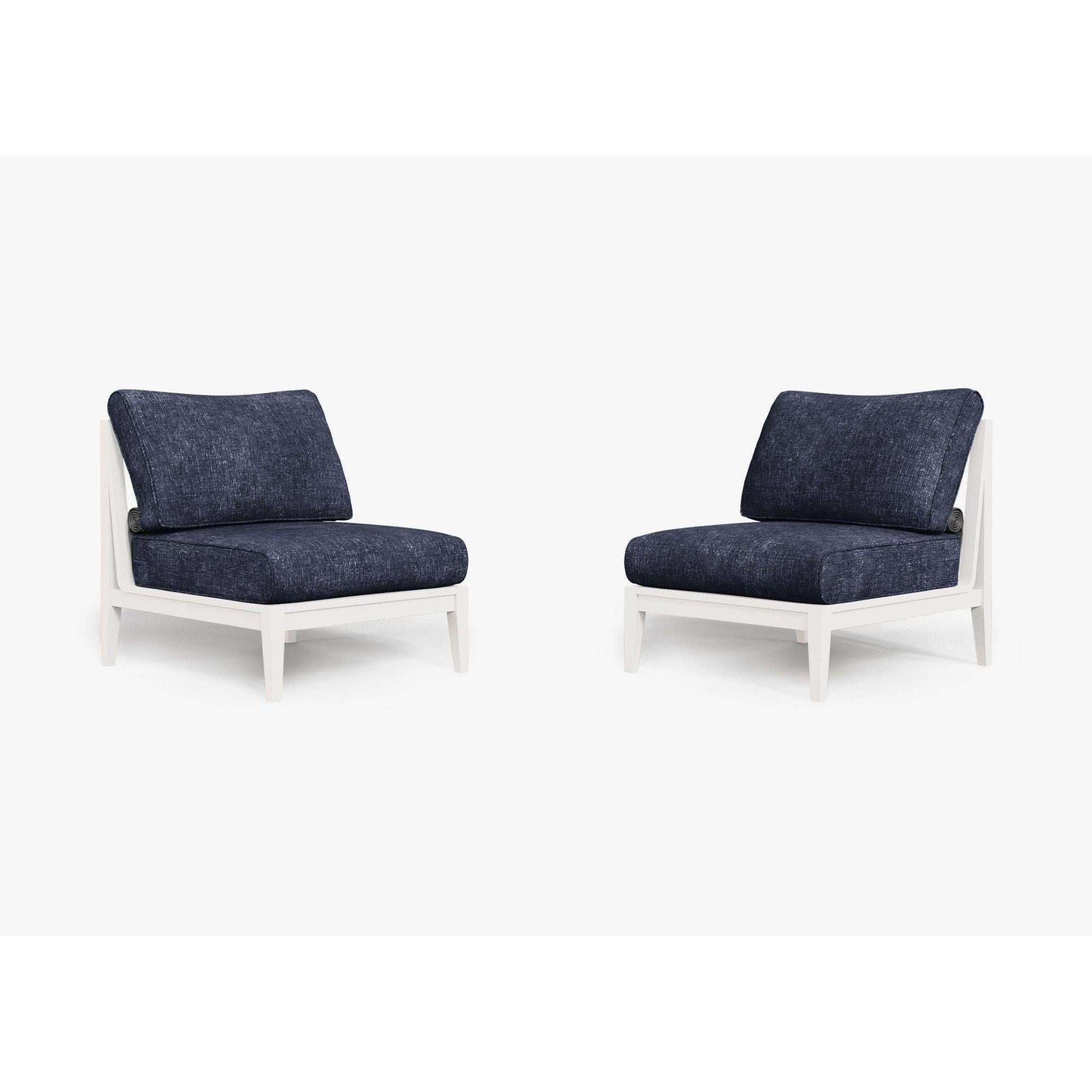 Live Outer 29" White Aluminum Outdoor Armless Chair Conversation Set W ...