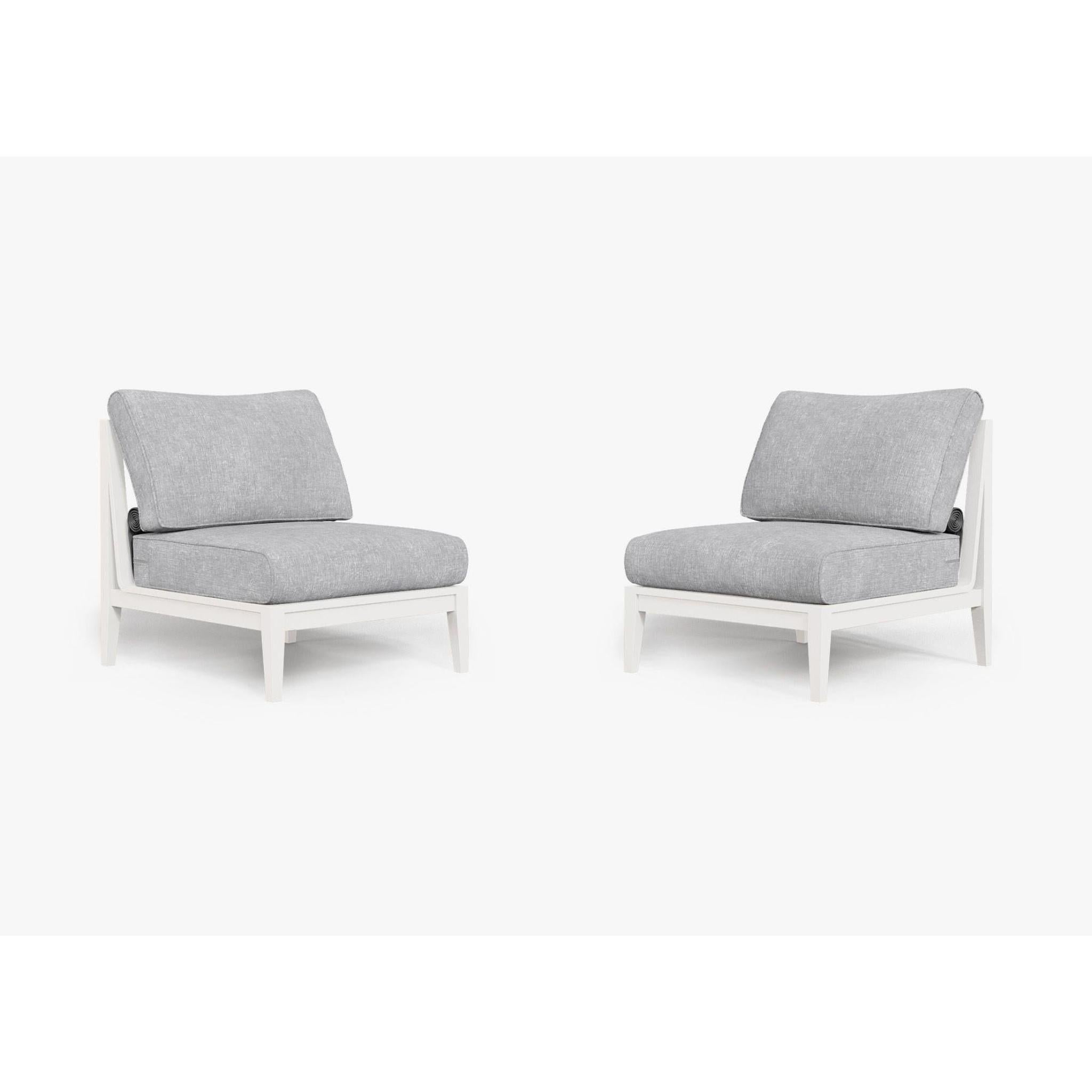 Live Outer 29" White Aluminum Outdoor Armless Chair Conversation Set W ...