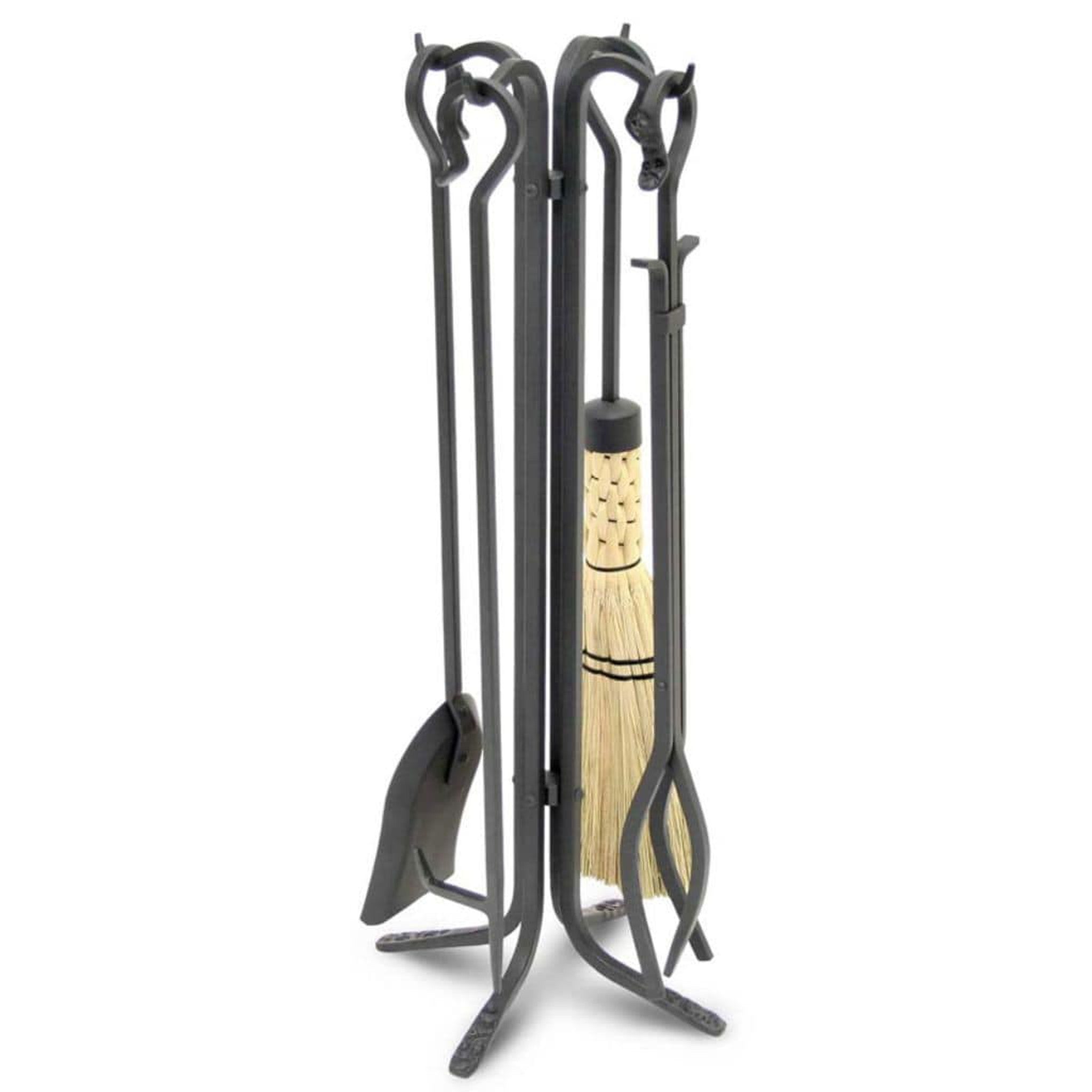 Pilgrim 28" Black Forged Hearth Tool Set with Corn Broom – US Fireplace ...
