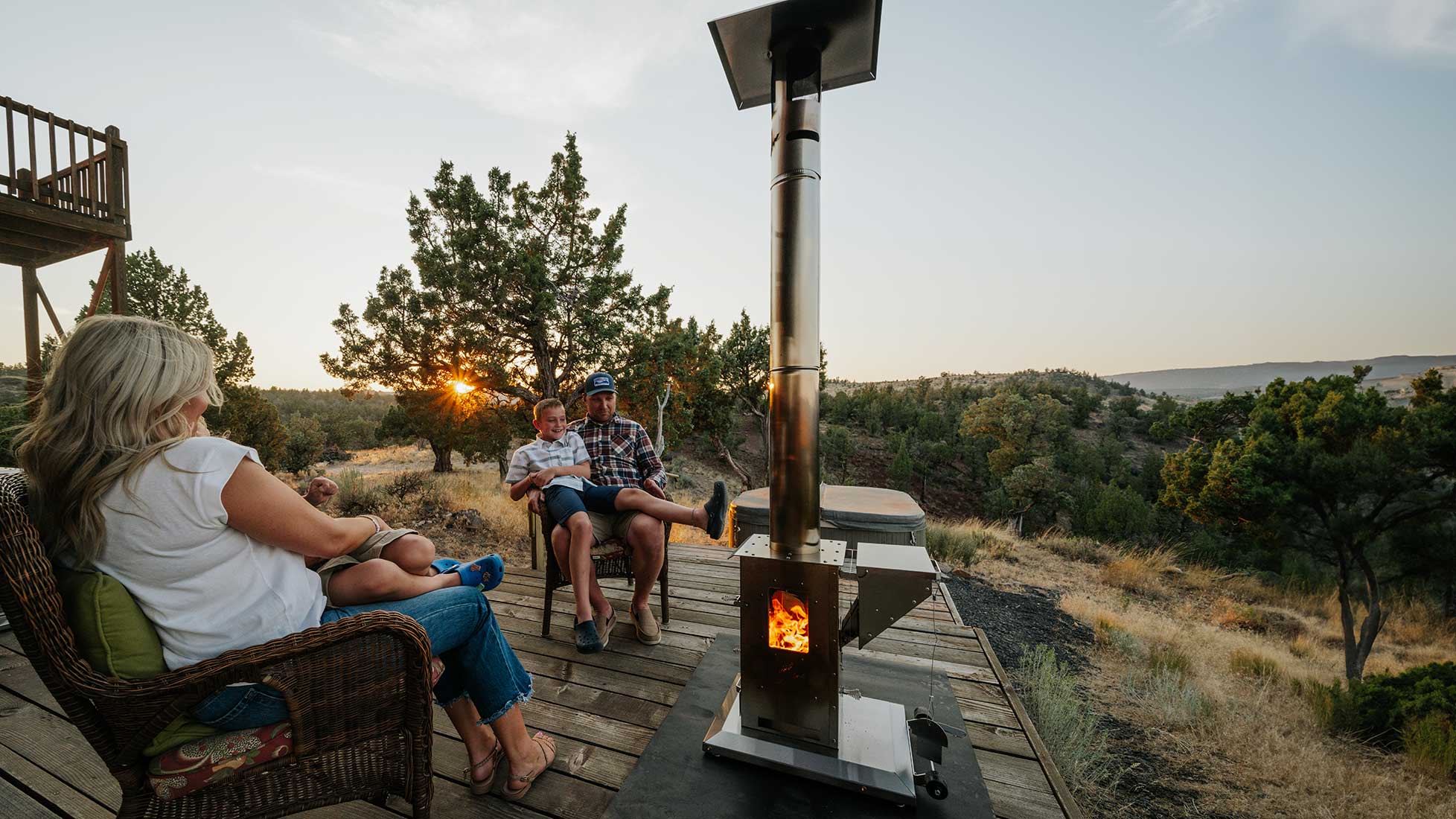 Timber Stoves Lil' Timber 84" Stainless Steel Wood Pellet Patio Heater ...