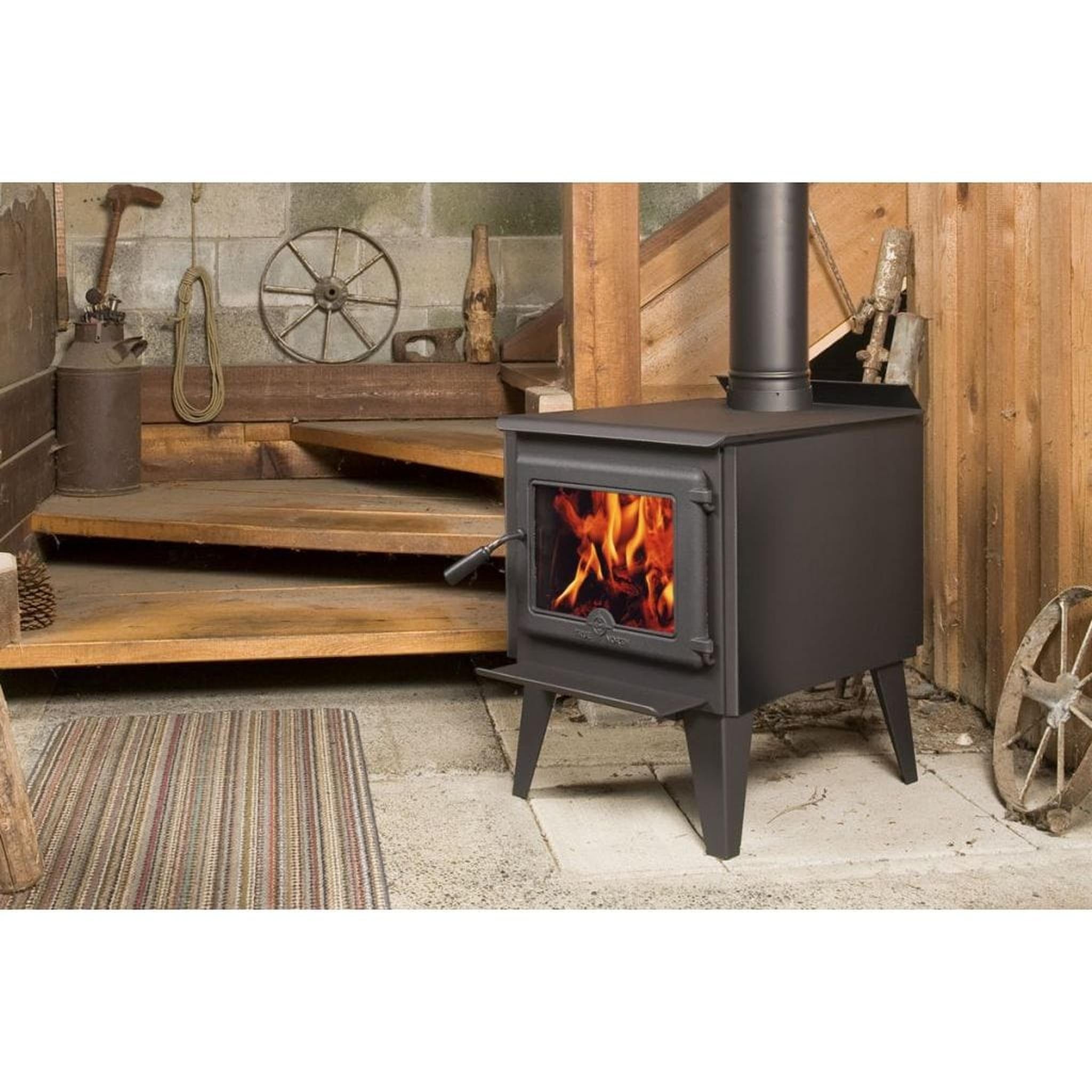 True North TN20 22" Metallic Black Vented Wood Burning Stove With Legs ...