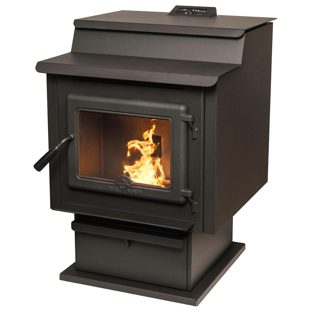 True North TN40 24" Black Vented Pellet Stove With Pedestal Base, EPA2 ...