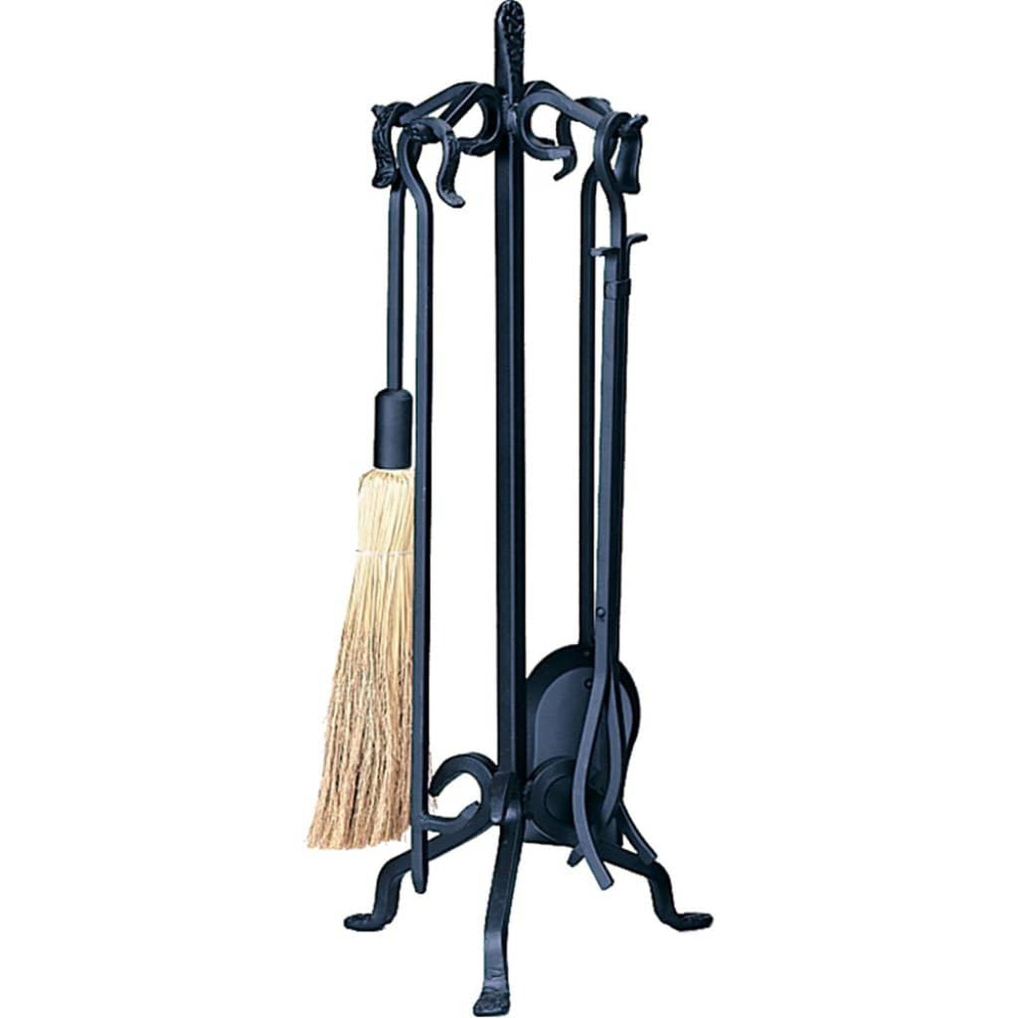 UniFlame 32" F-1267 5-Piece Heavy Weight Black Wrought Iron Fireset w ...