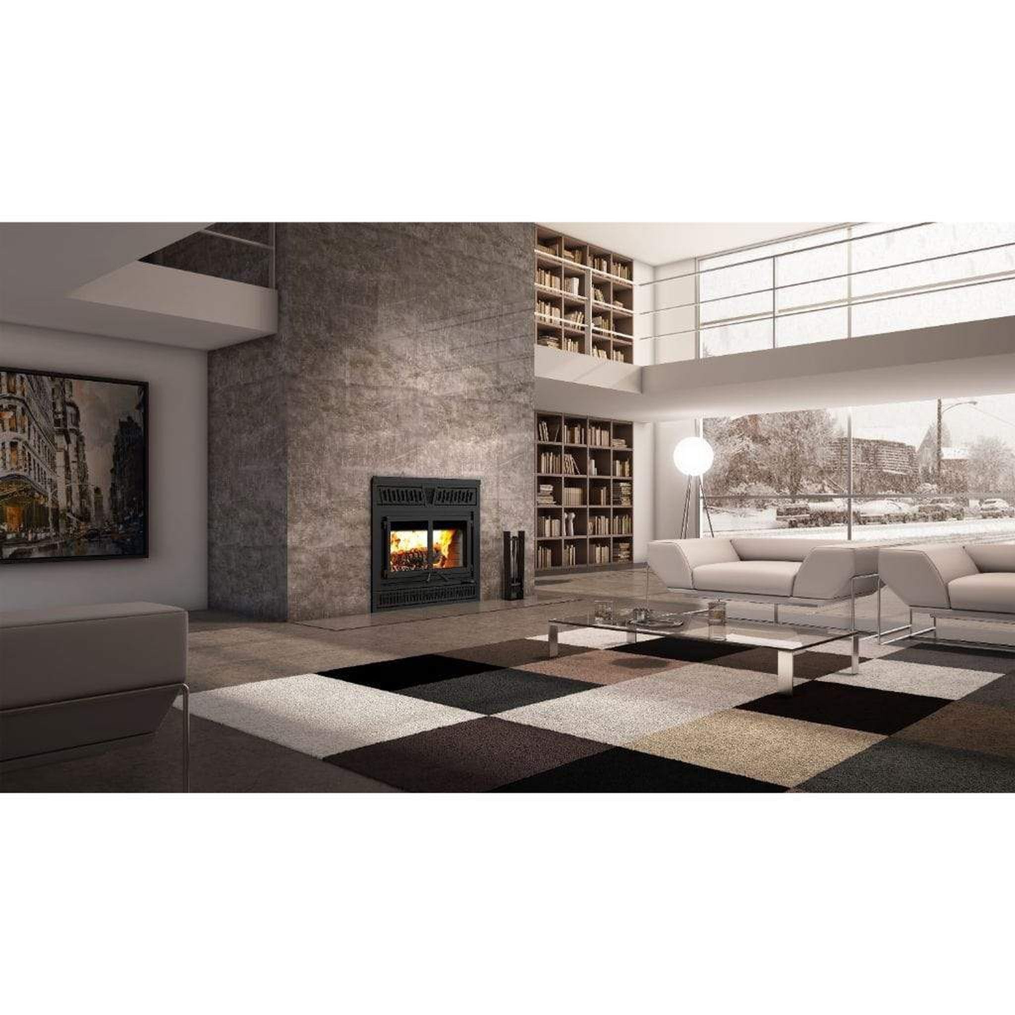 Valcourt Waterloo High-Efficiency Wood Fireplace With Black Crown Styl ...