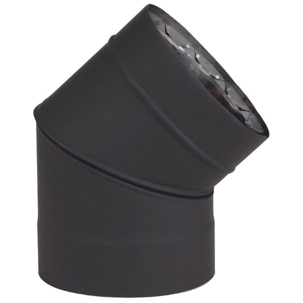 Ventis 6" Black 45-Degree Fixed Elbow (Double-Wall Black Stove Pipe ...